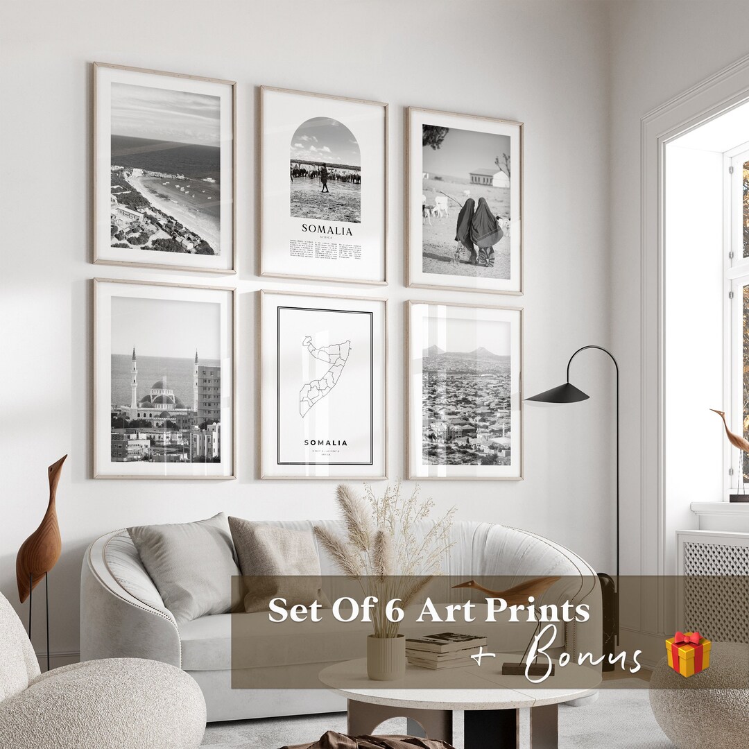 Somalia Gallery Wall Art - Set of 6, Somalia Black and White Photo ...