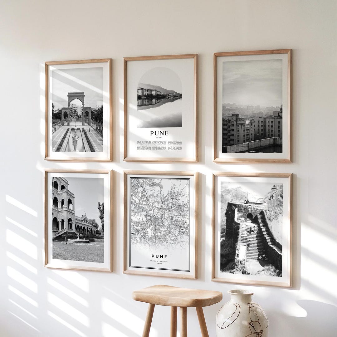 Pune Gallery Wall Art - Set of 6, Pune Black and White Photo, Pune ...