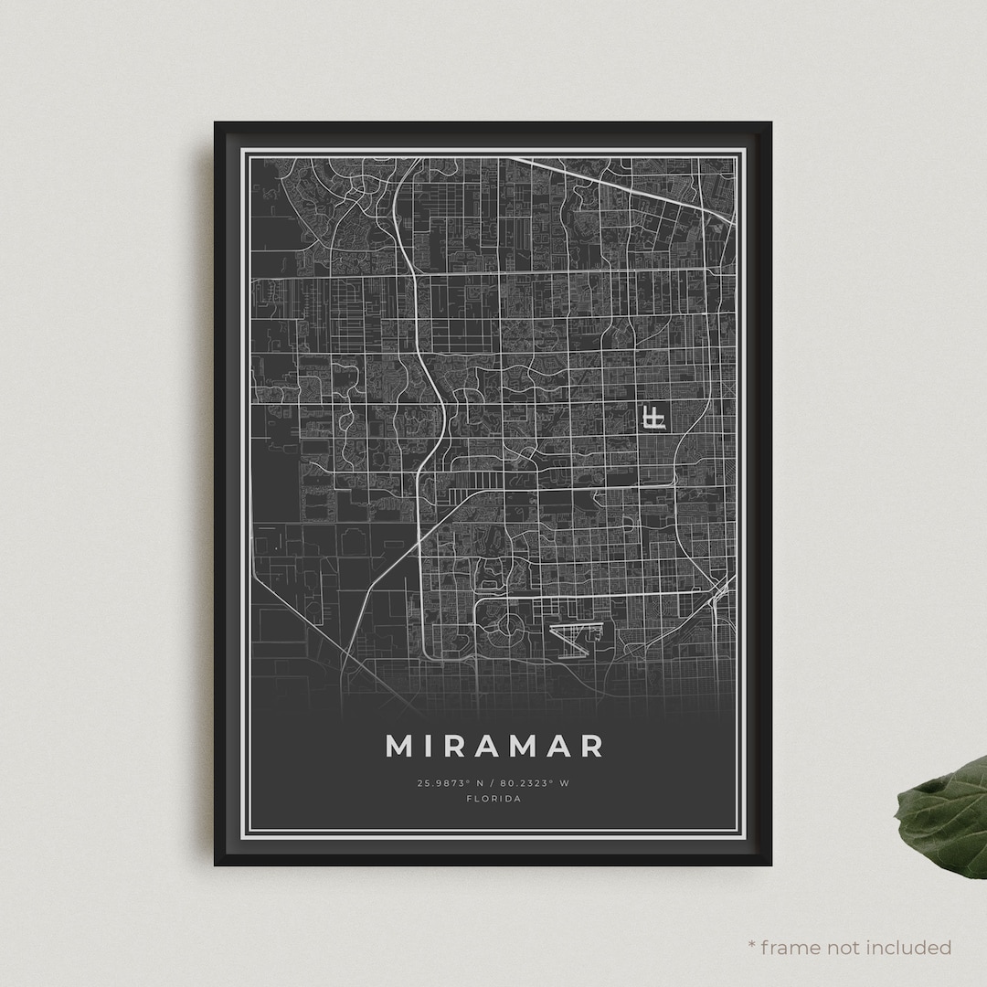 Miramar Map Print, Miramar Black Map Poster, Miramar Dark Map Poster ...