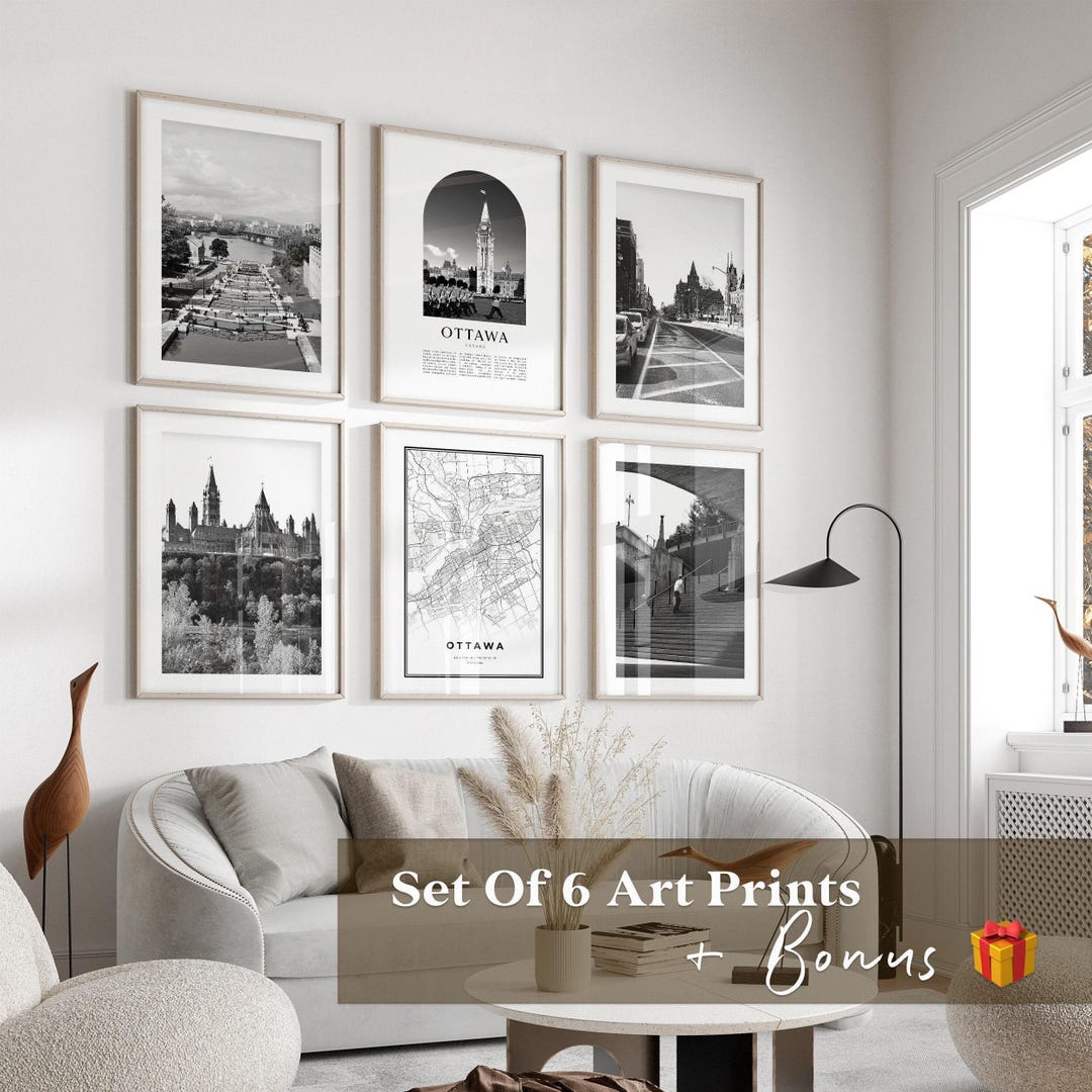 Ottawa Gallery Wall Art - Set of 6, Ottawa Black and White Photo ...