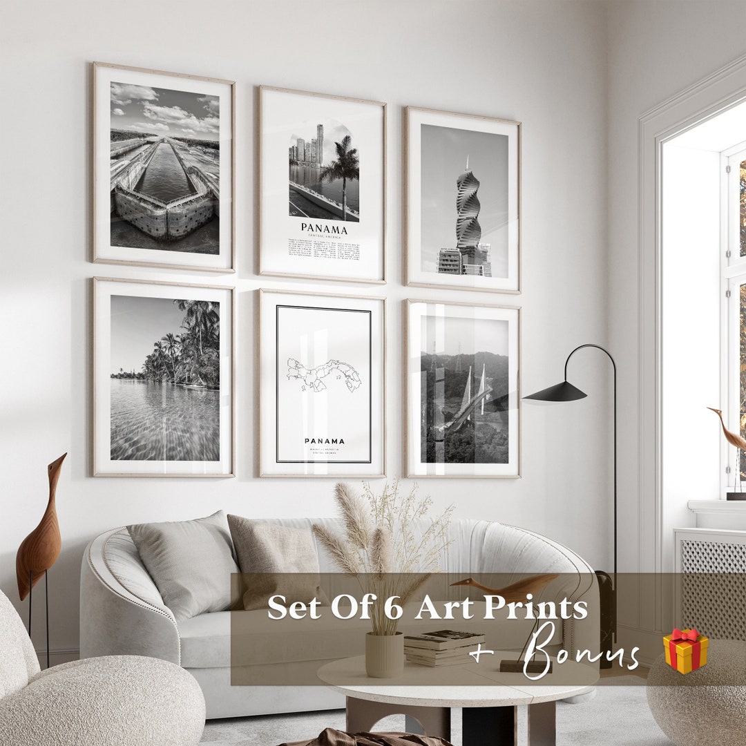Panama Gallery Wall Art - Set of 6, Panama Black and White Photo ...