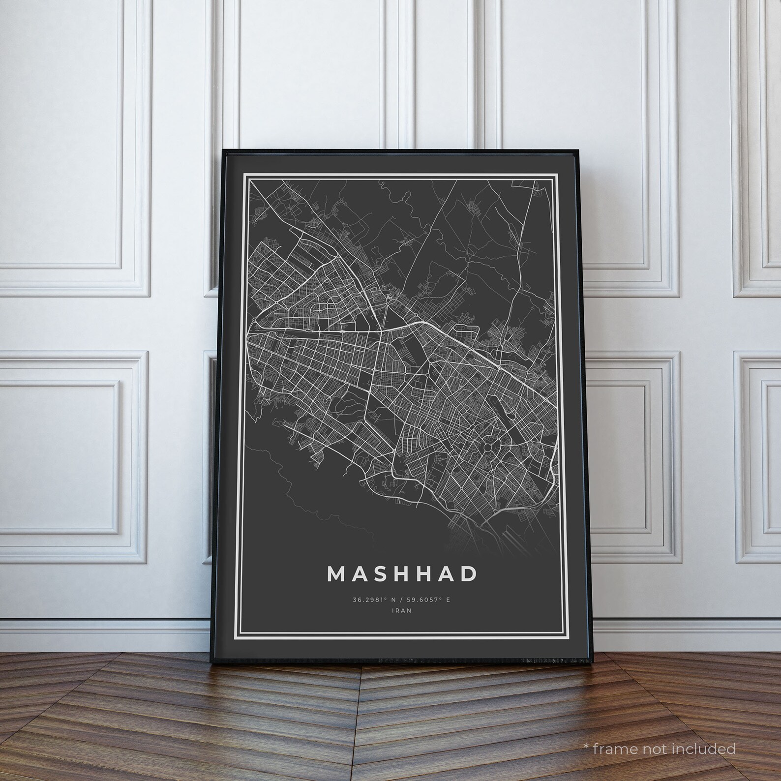 Mashhad Map Print Mashhad Black Map Poster Mashhad Dark Map | Etsy