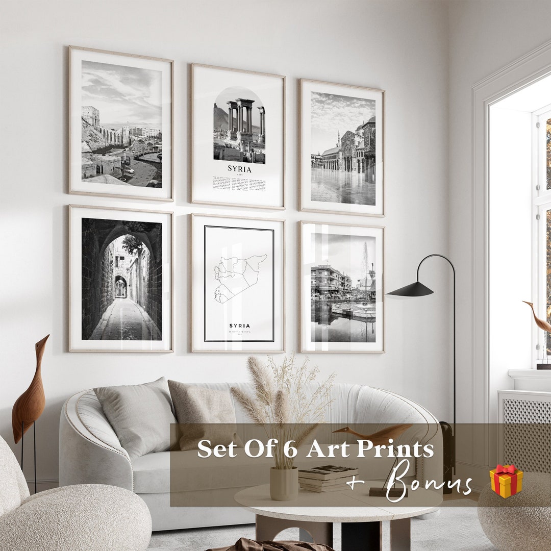 Syria Gallery Wall Art - Set of 6, Syria Black and White Photo, Syria ...