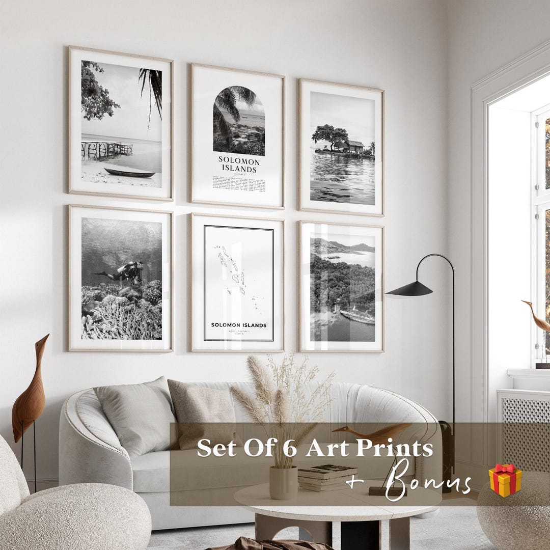 Solomon Islands Gallery Wall Art - Set of 6, Solomon Islands Black and ...