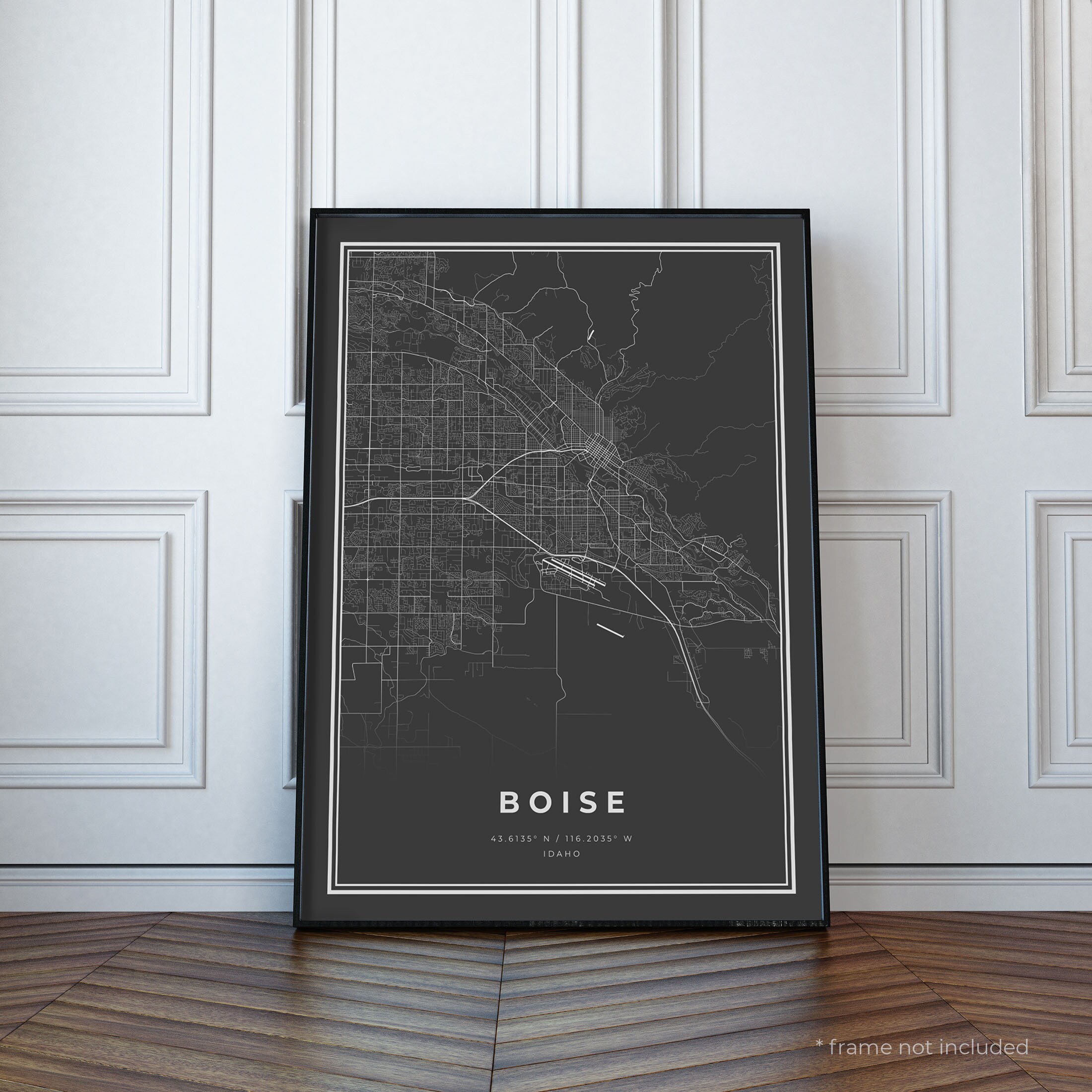 Boise Map Print Boise Black Map Poster Boise Dark Map - Etsy