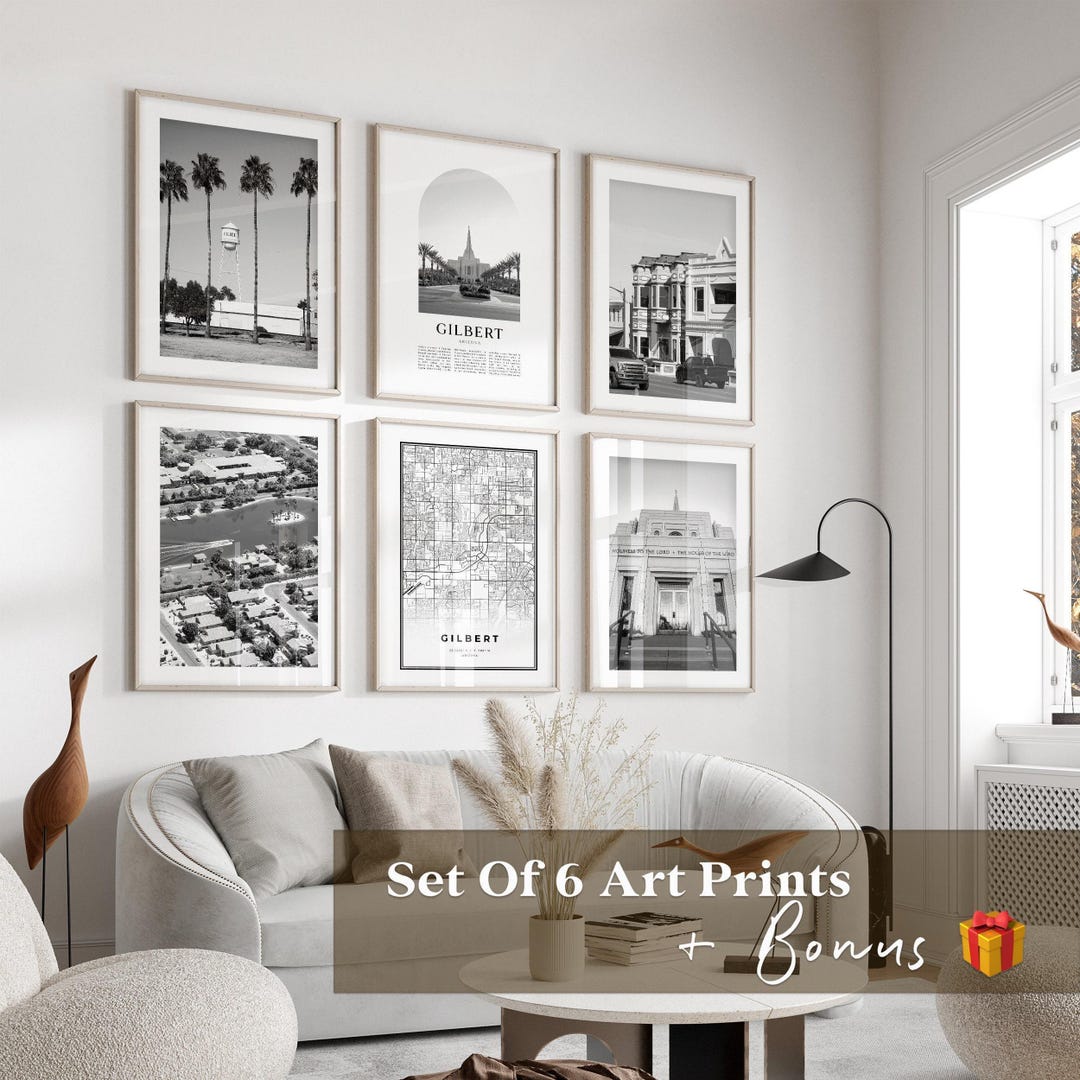 Gilbert Gallery Wall Art - Set of 6, Gilbert Black and White Photo ...
