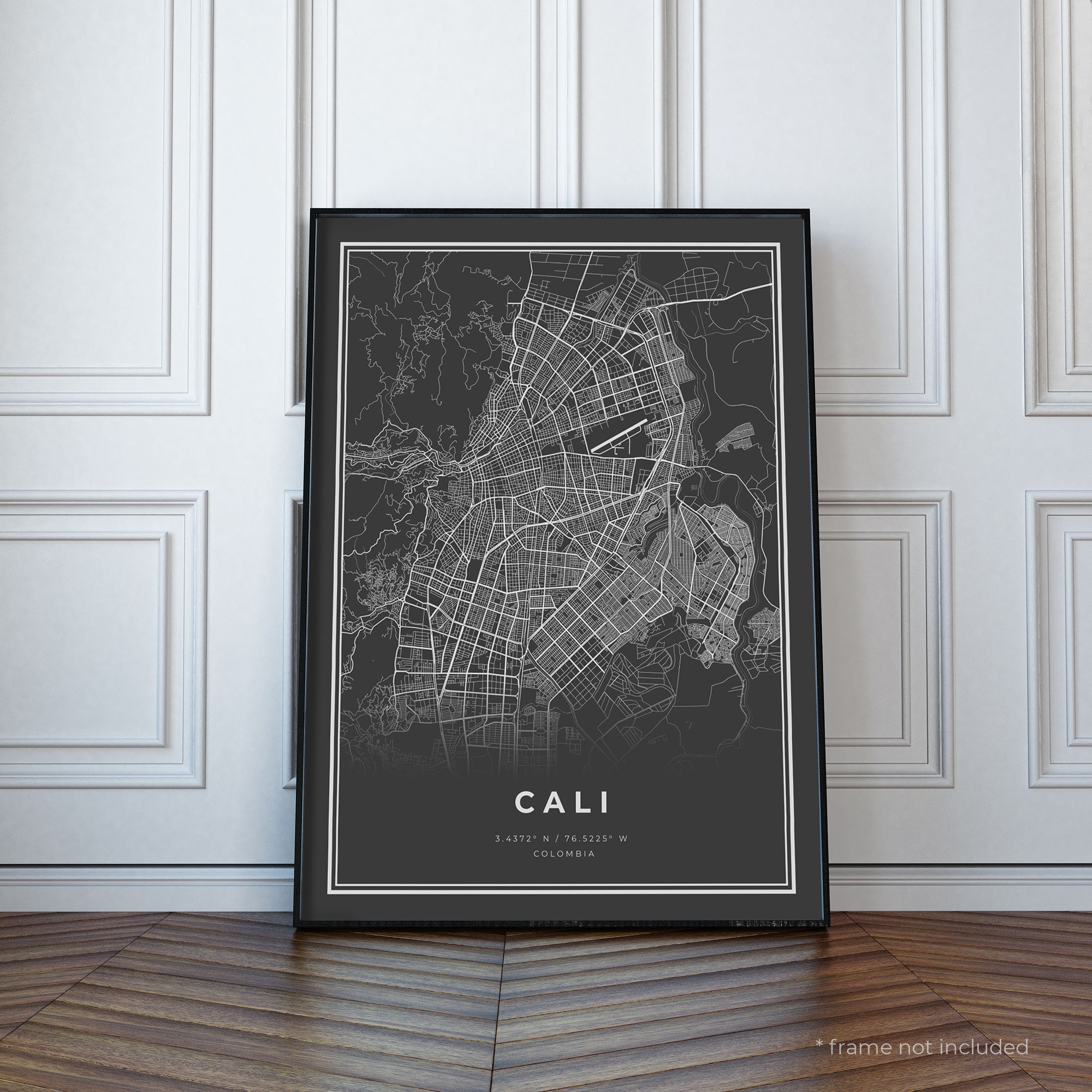Cali Map Print Cali Black Map Poster Cali Dark Map Poster - Etsy