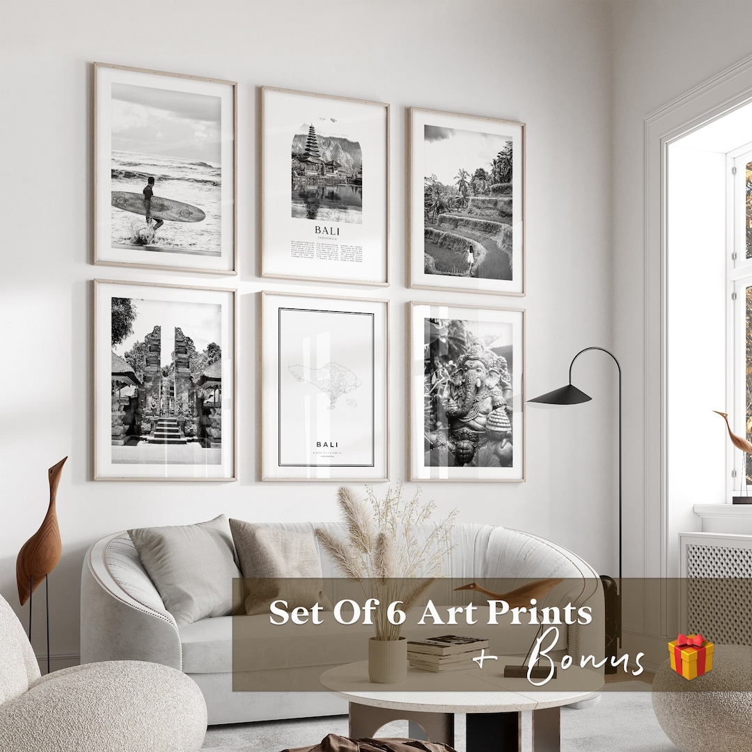 Bali Gallery Wall Art - Set of 6, Bali Black and White Photo, Bali ...