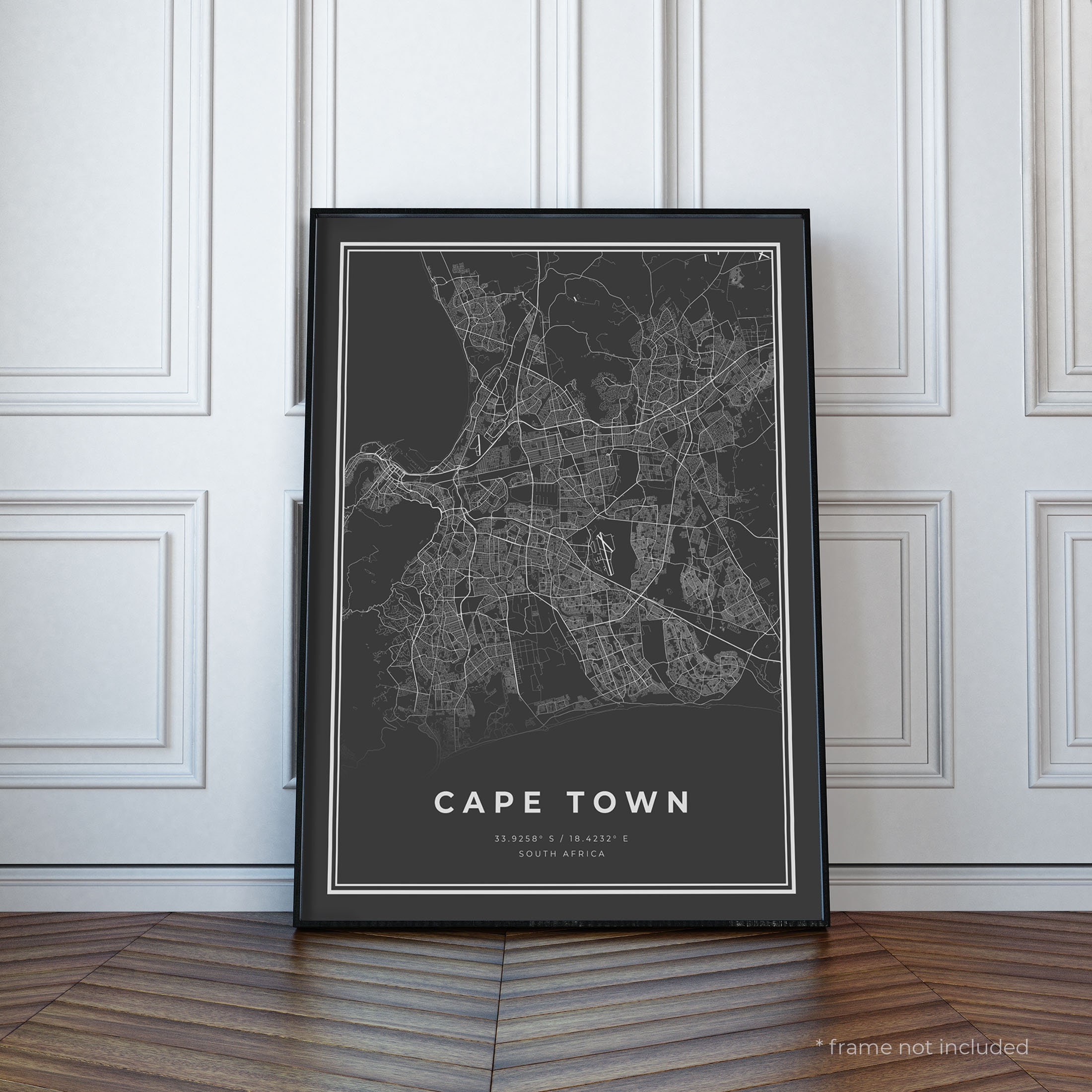 Cape Town Map Print Cape Town Black Map Poster Cape Town - Etsy