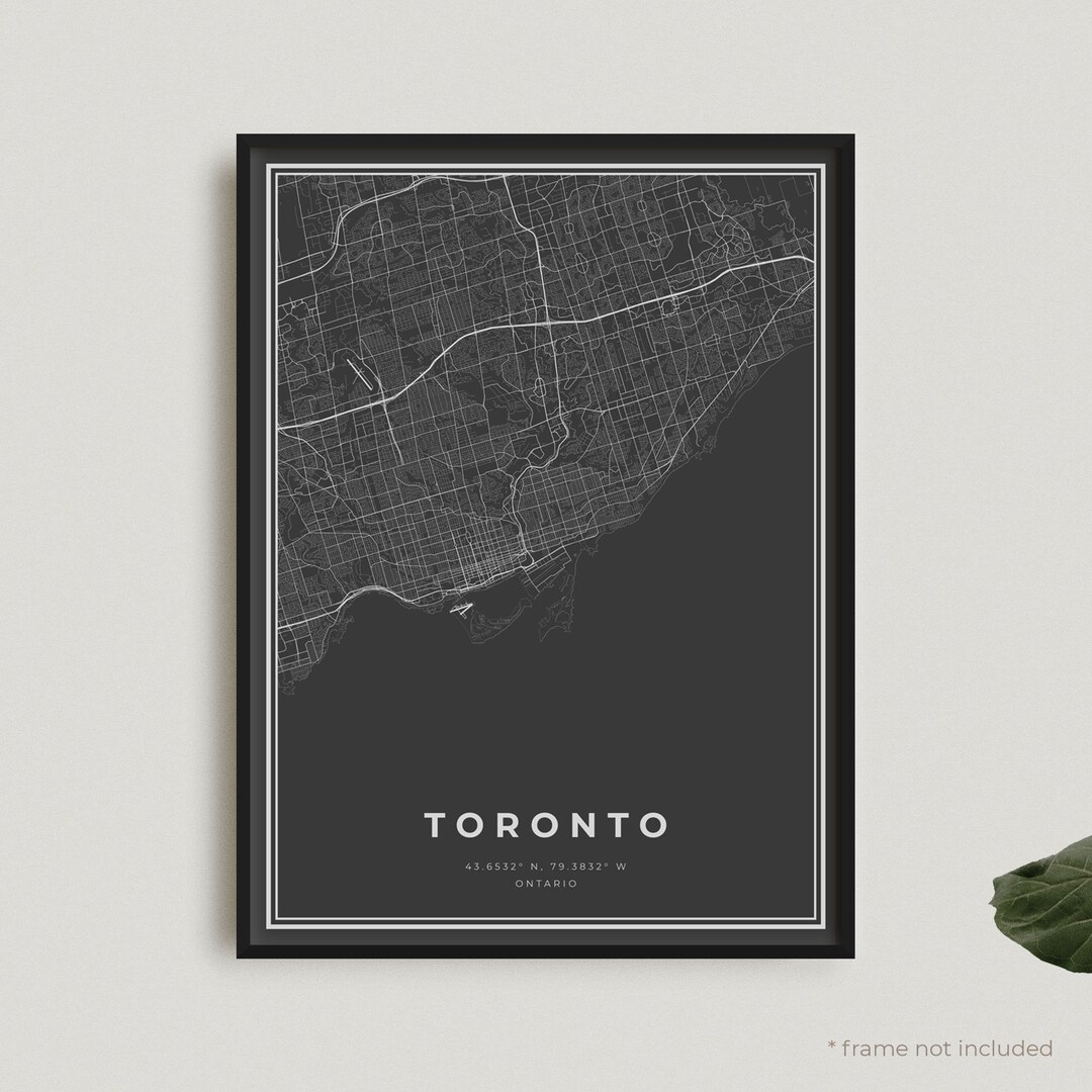 Toronto Map Print, Toronto Black Map Poster, Toronto Dark Map Poster ...