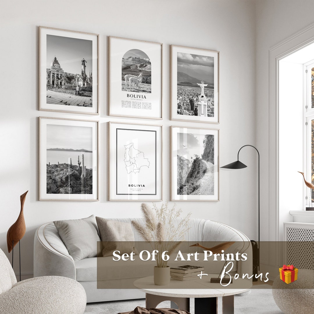 Bolivia Gallery Wall Art - Set of 6, Bolivia Black and White Photo ...