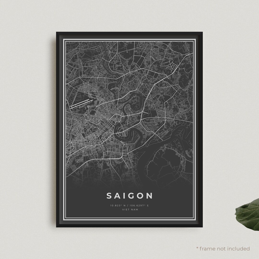 Saigon Map Print, Saigon Black Map Poster, Saigon Dark Map Poster, viet ...