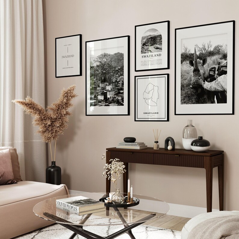 Swaziland Gallery Wall Art - Set of 6, Swaziland Black and White Photo ...