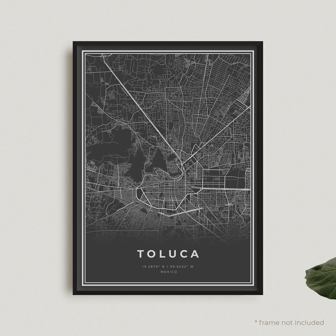 Toluca Map Print, Toluca Black Map Poster, Toluca Dark Map Poster ...