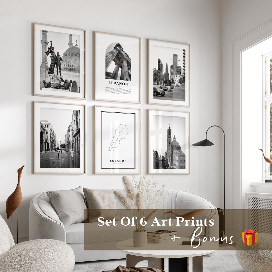Lebanon Gallery Wall Art - Set of 6, Lebanon Black and White Photo ...