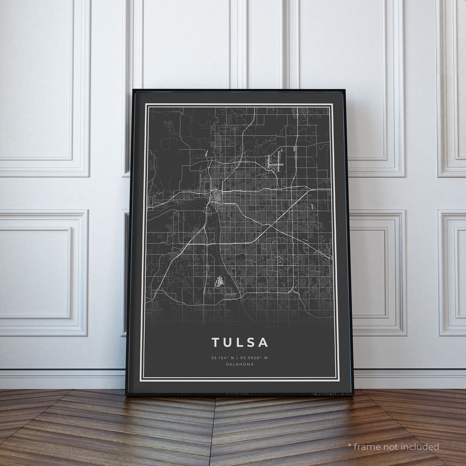 Tulsa Map Print Tulsa Black Map Poster Tulsa Dark Map | Etsy