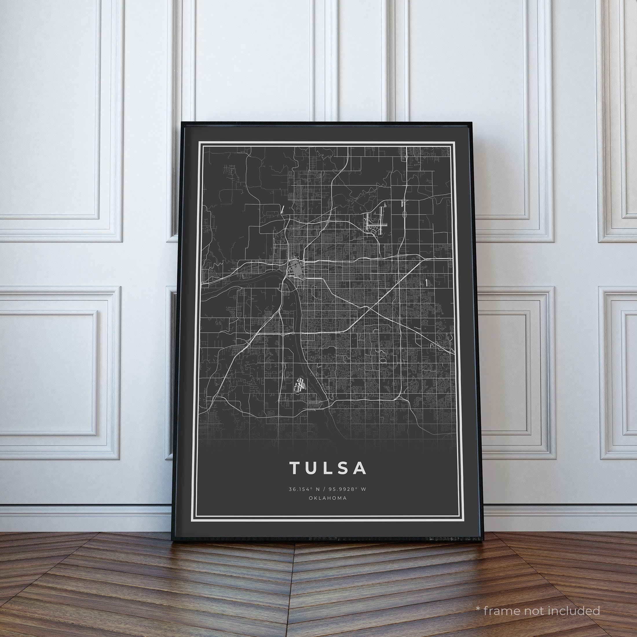Tulsa Map Print Tulsa Black Map Poster Tulsa Dark Map - Etsy