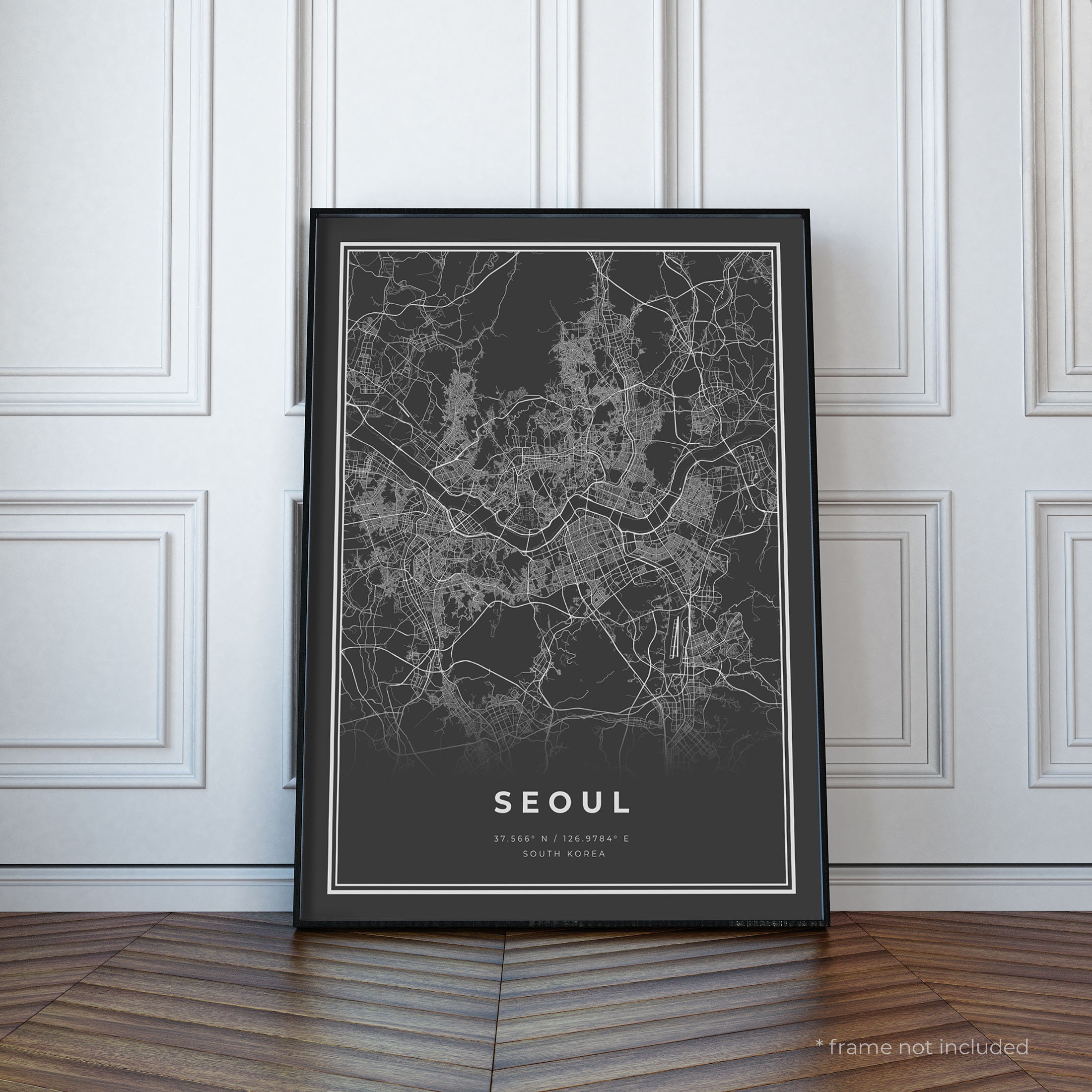 Seoul Map Print Seoul Black Map Poster Seoul Dark Map | Etsy