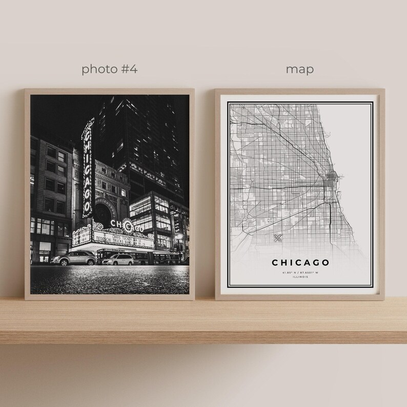 Chicago Gallery Wall Art - Set of 6, Chicago Black and White Photo ...