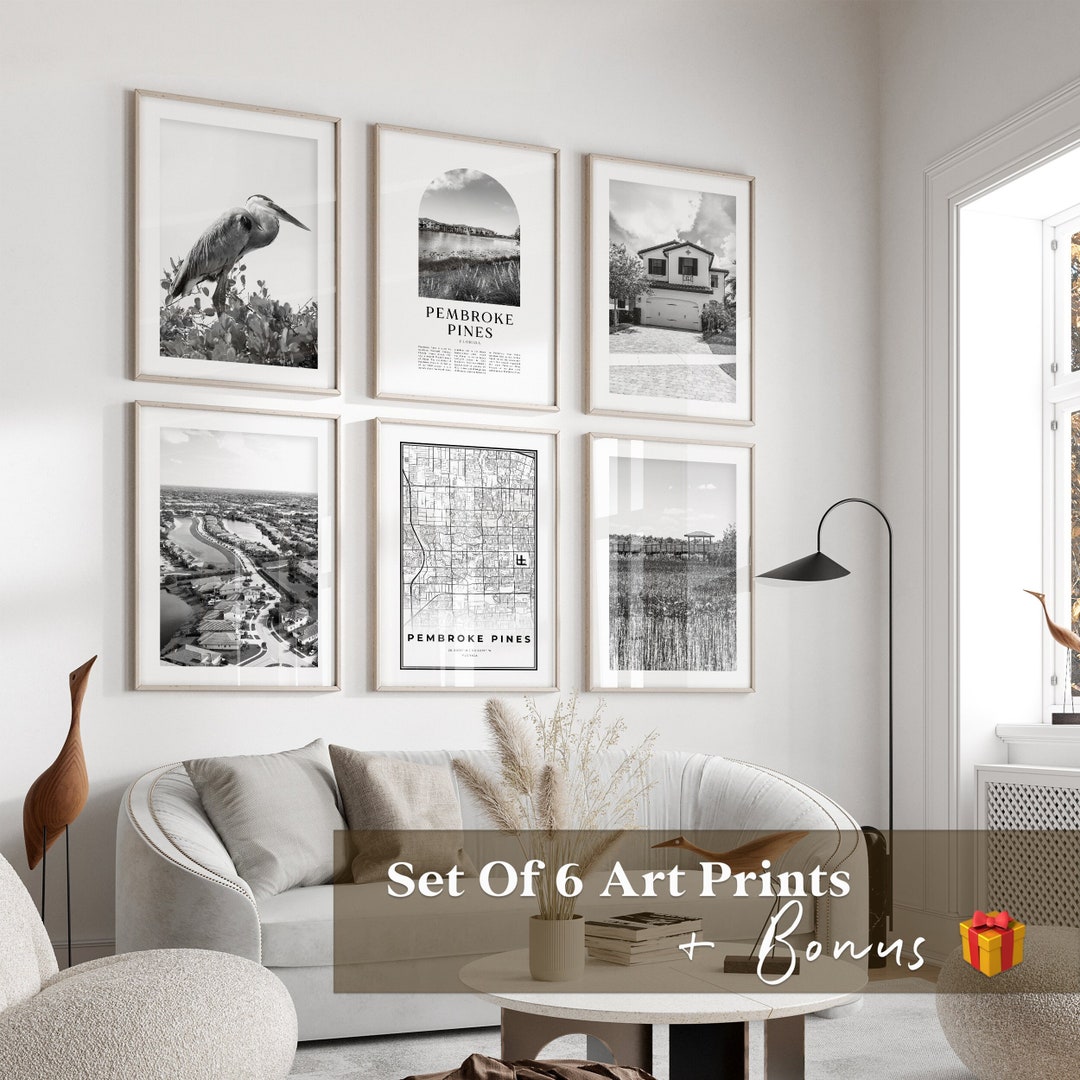 Pembroke Pines Gallery Wall Art - Set of 6, Pembroke Pines Black and ...