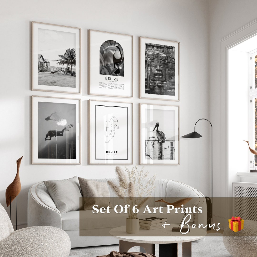 Belize Gallery Wall Art - Set of 6, Belize Black and White Photo ...