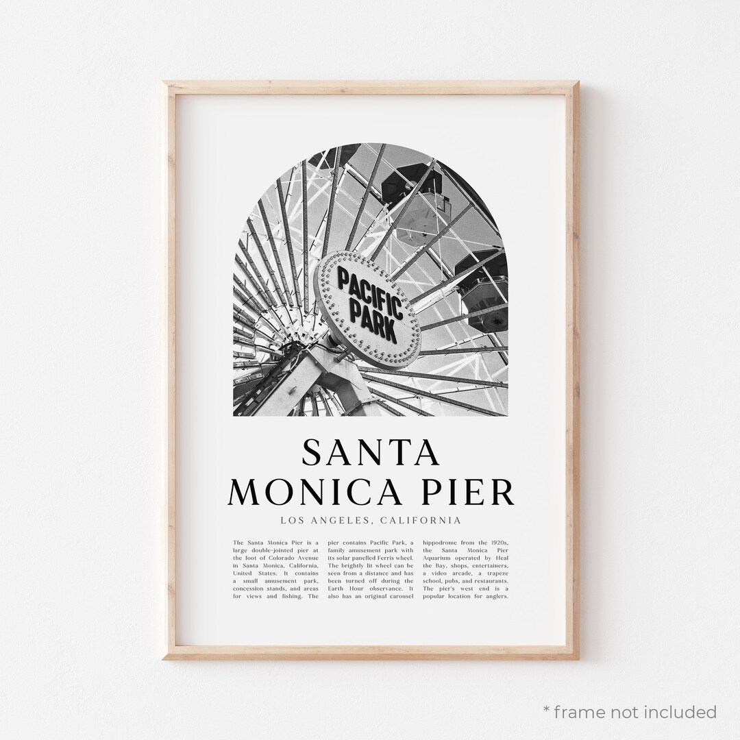 Santa Monica Pier Art Print, Santa Monica Pier Poster, Santa Monica ...