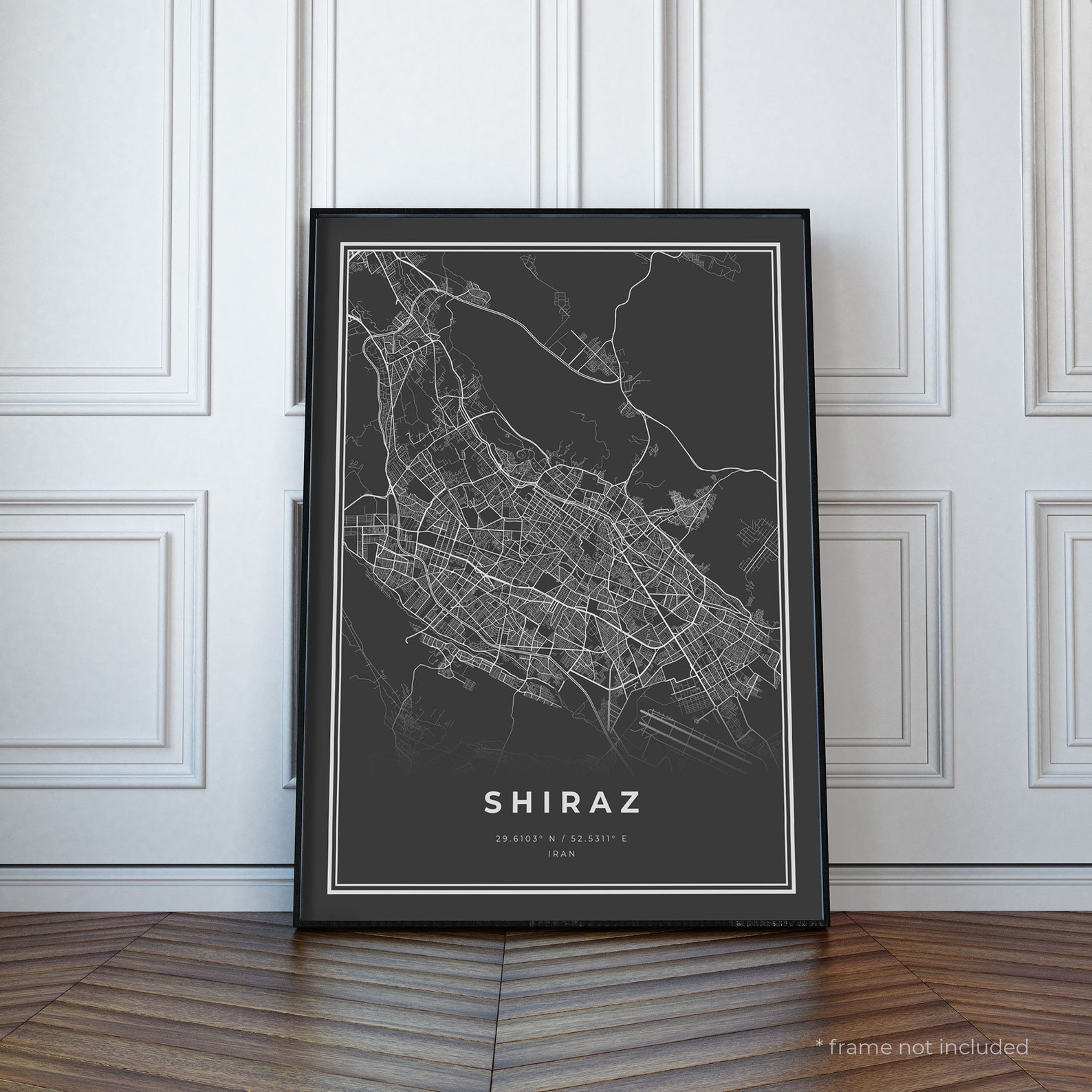 Shiraz Map Print Shiraz Black Map Poster Shiraz Dark Map - Etsy
