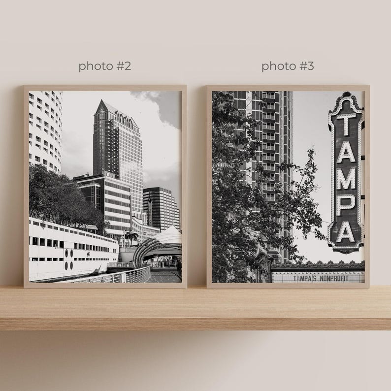 Tampa Gallery Wall Art - Set of 6, Tampa Black and White Photo, Tampa ...