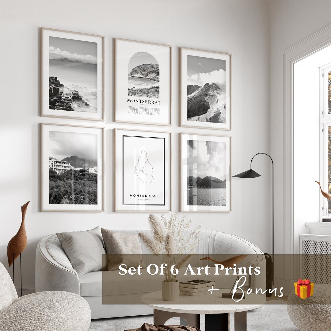 Montserrat Gallery Wall Art - Set of 6, Montserrat Black and White ...