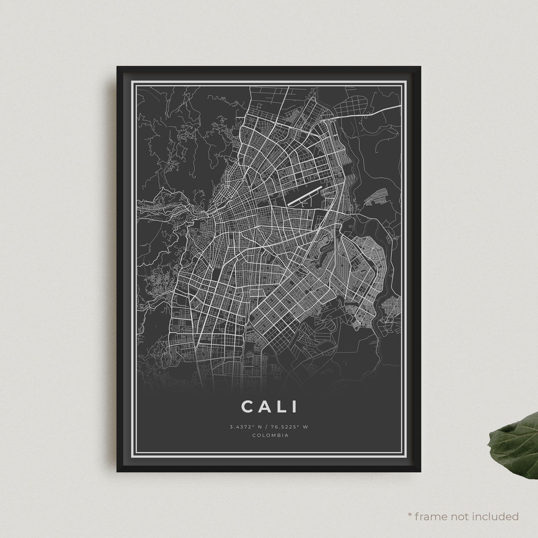 Cali Map Print, Cali Black Map Poster, Cali Dark Map Poster, colombia ...
