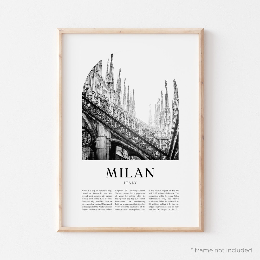 Milan Art Print, Milan Poster, Milan Photo, Milan Wall Art, Milan Black ...