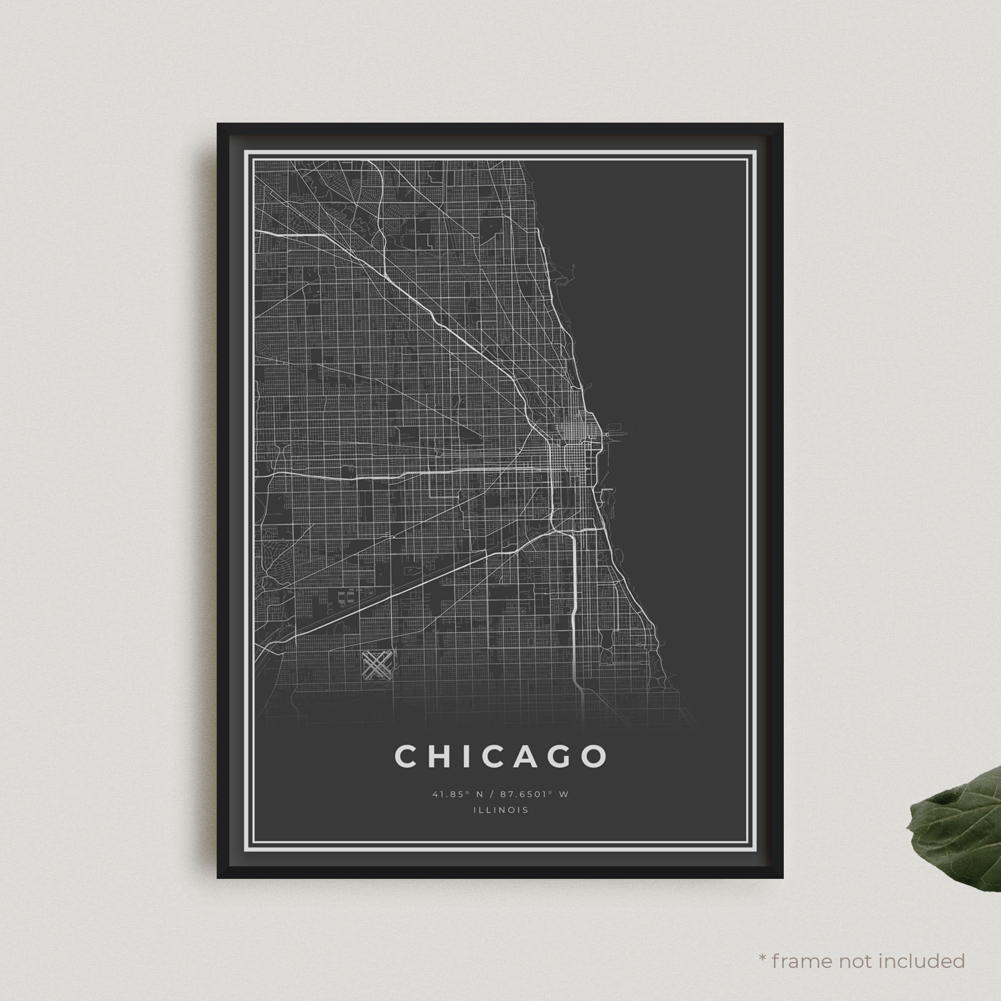 Chicago Map Print Chicago Black Map Poster Chicago Dark Map | Etsy