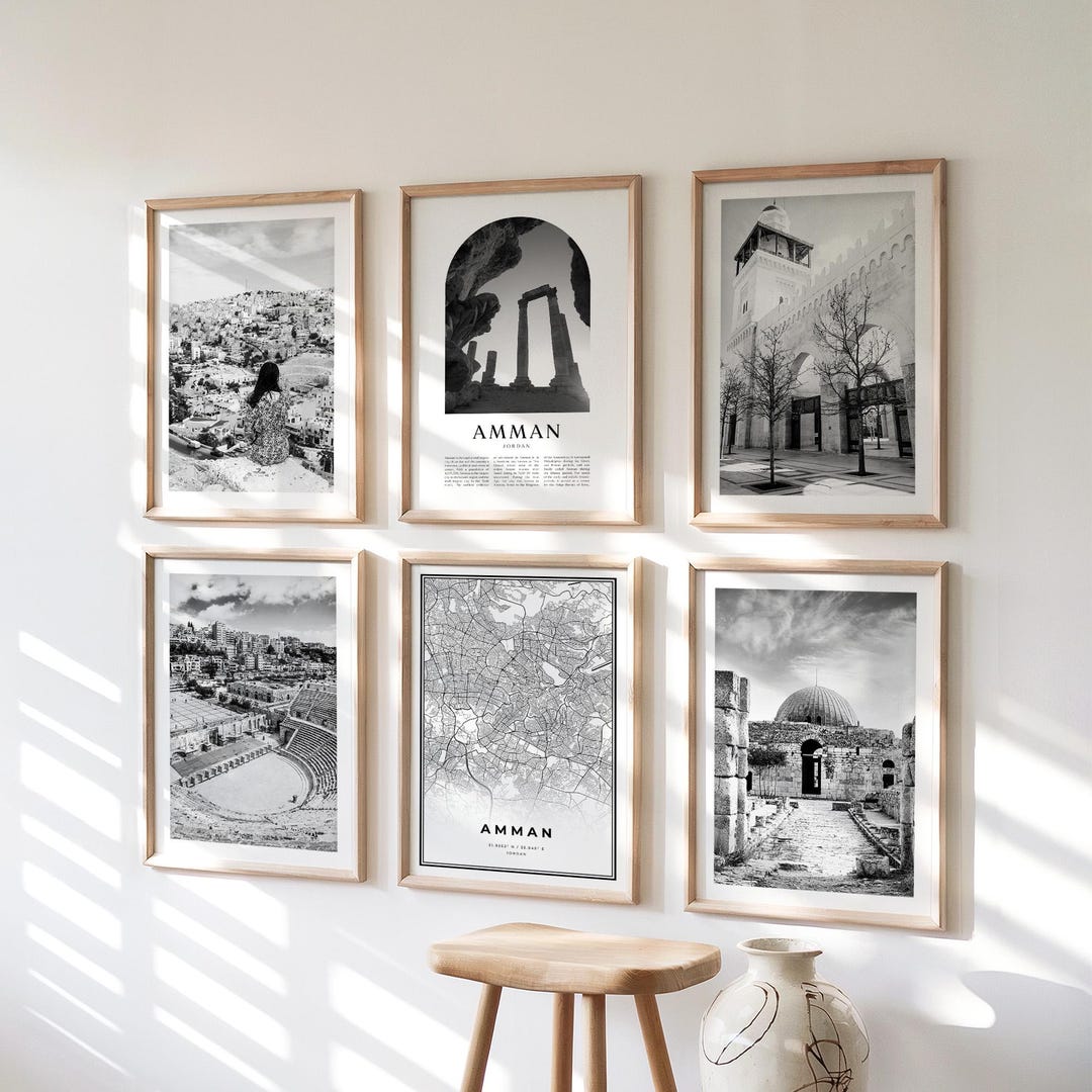 Amman Gallery Wall Art - Set of 6, Amman Black and White Photo, Amman ...