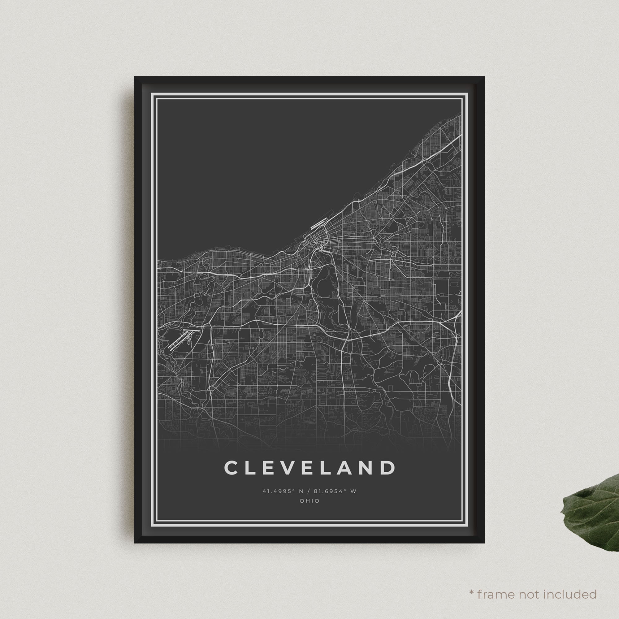 Cleveland Map Print Cleveland Black Map Poster Cleveland - Etsy