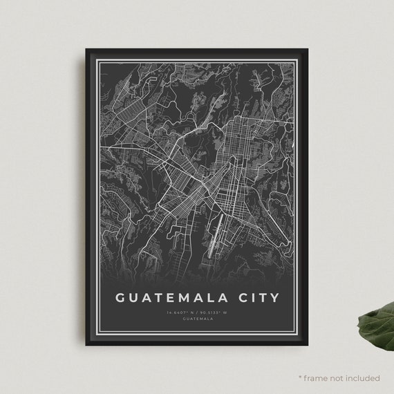 Guatemala City Map Print Guatemala City Black Map Poster | Etsy