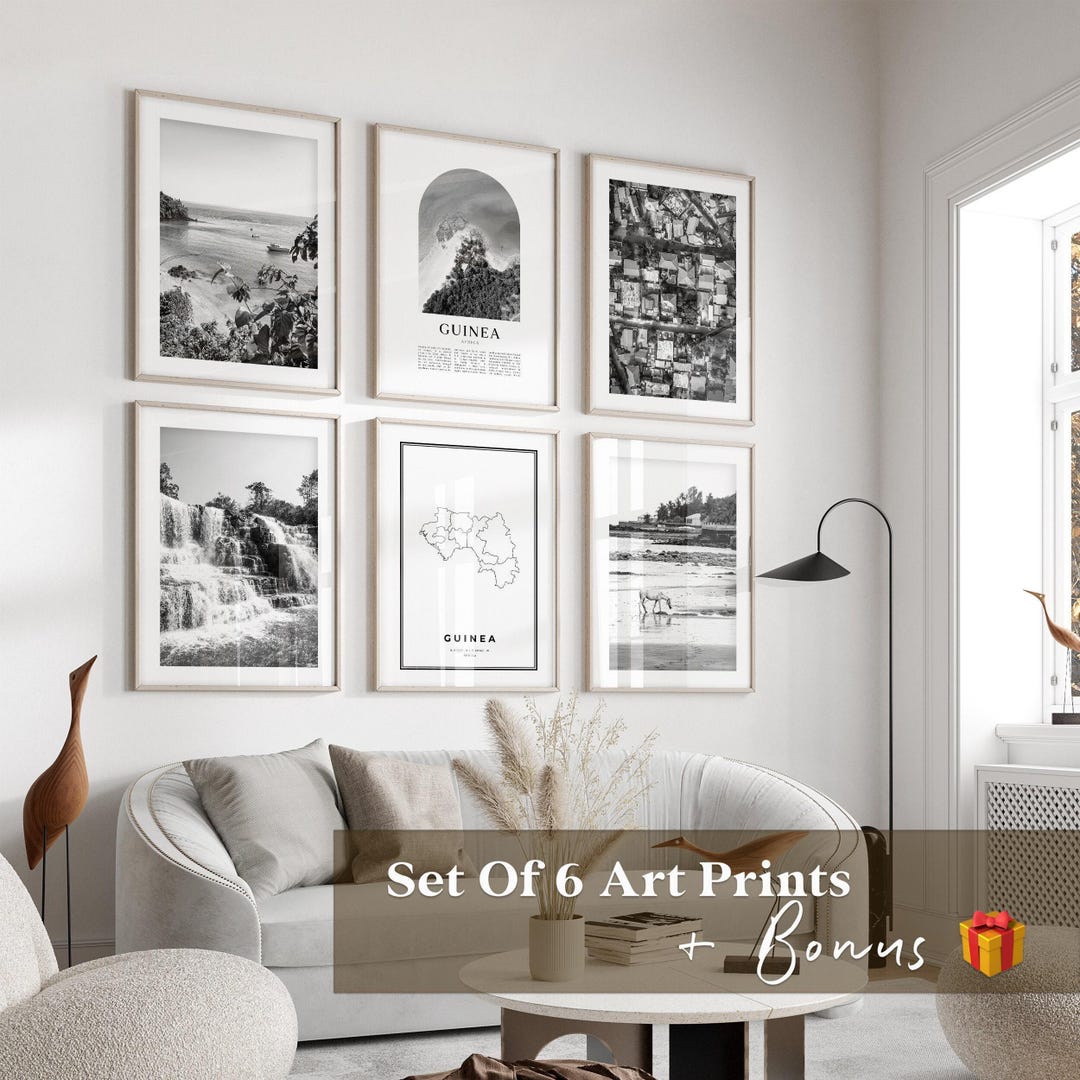 Guinea Gallery Wall Art - Set of 6, Guinea Black and White Photo ...