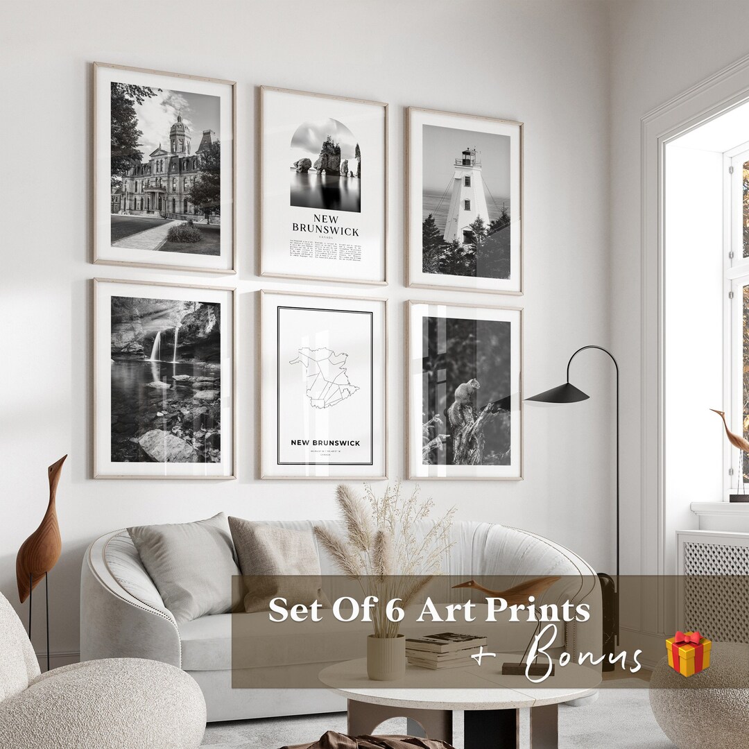 New Brunswick Gallery Wall Art - Set of 6, New Brunswick Black and ...