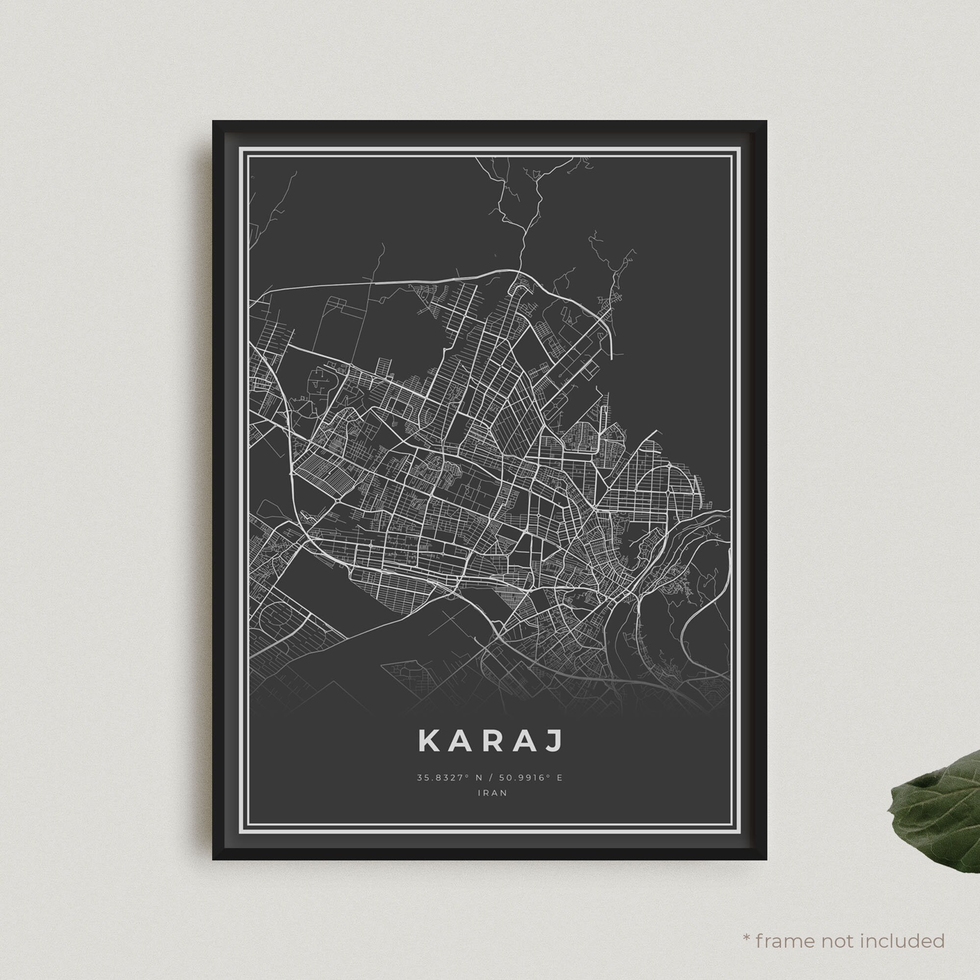 Karaj Map Print Karaj Black Map Poster Karaj Dark Map | Etsy