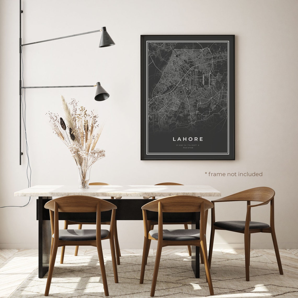 Lahore Map Print Lahore Black Map Poster Lahore Dark Map - Etsy