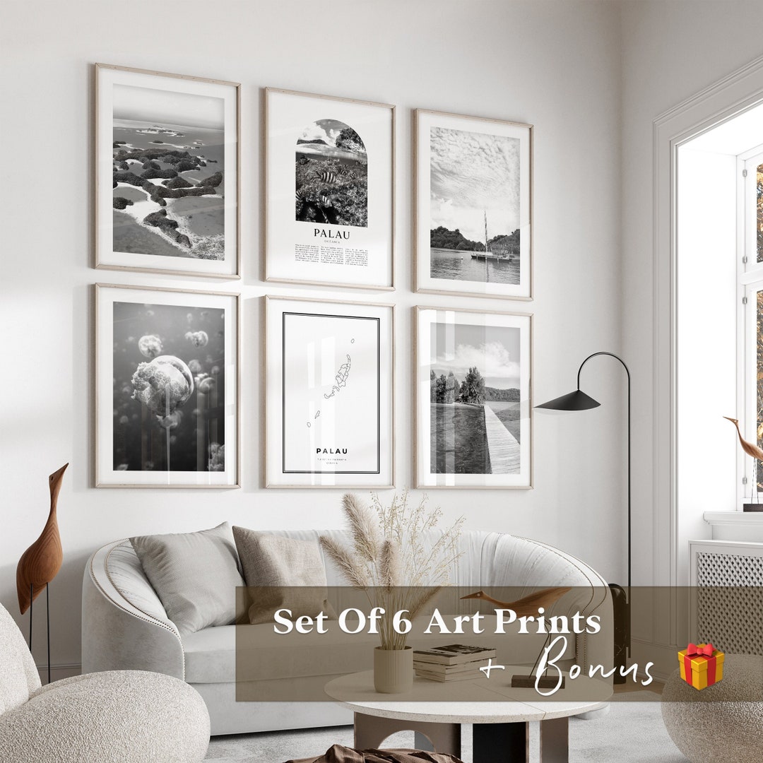 Palau Gallery Wall Art - Set of 6, Palau Black and White Photo, Palau ...