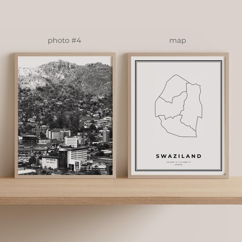 Swaziland Gallery Wall Art - Set of 6, Swaziland Black and White Photo ...