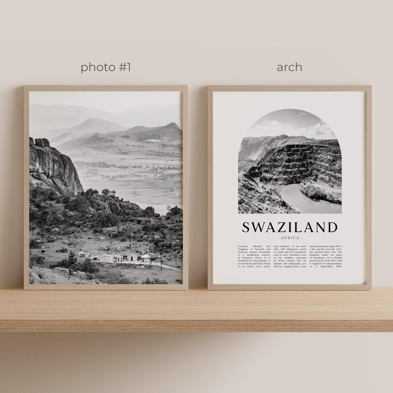 Swaziland Gallery Wall Art - Set of 6, Swaziland Black and White Photo ...