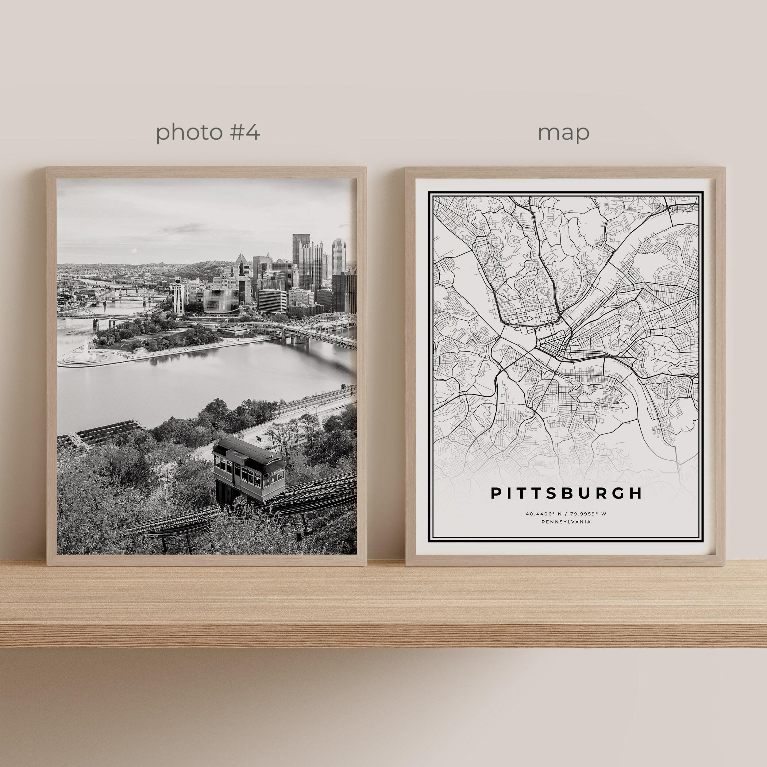 Pittsburgh Gallery Wall Art - Set of 6, Pittsburgh Black and White ...
