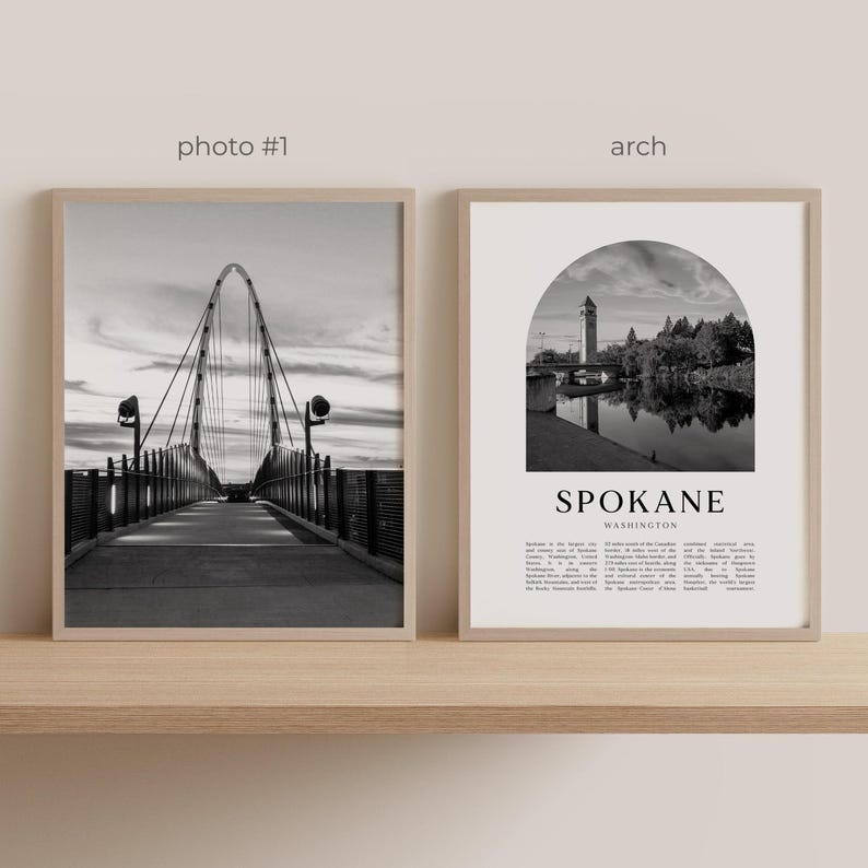 Spokane Gallery Wall Art - Set of 6, Spokane Black and White Photo ...