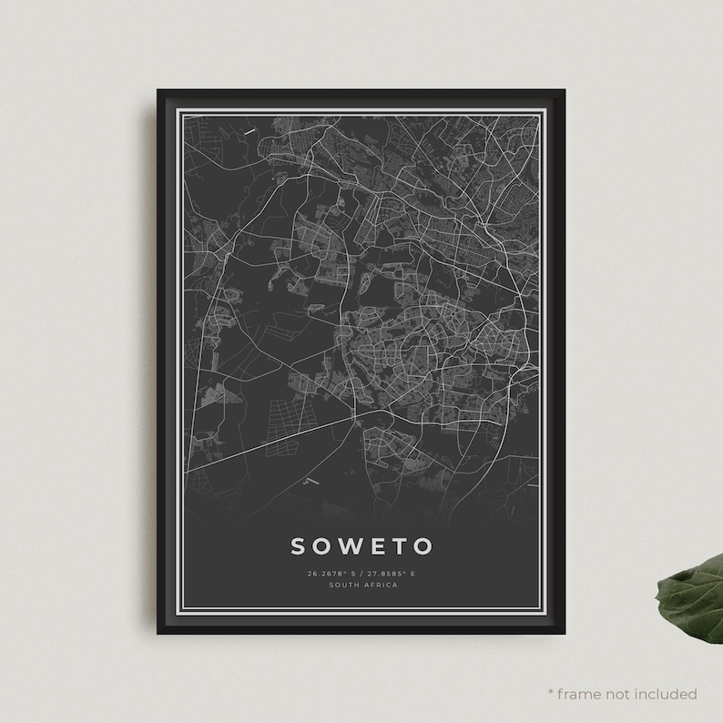 Soweto Map Print Soweto Black Map Poster Soweto Dark Map - Etsy