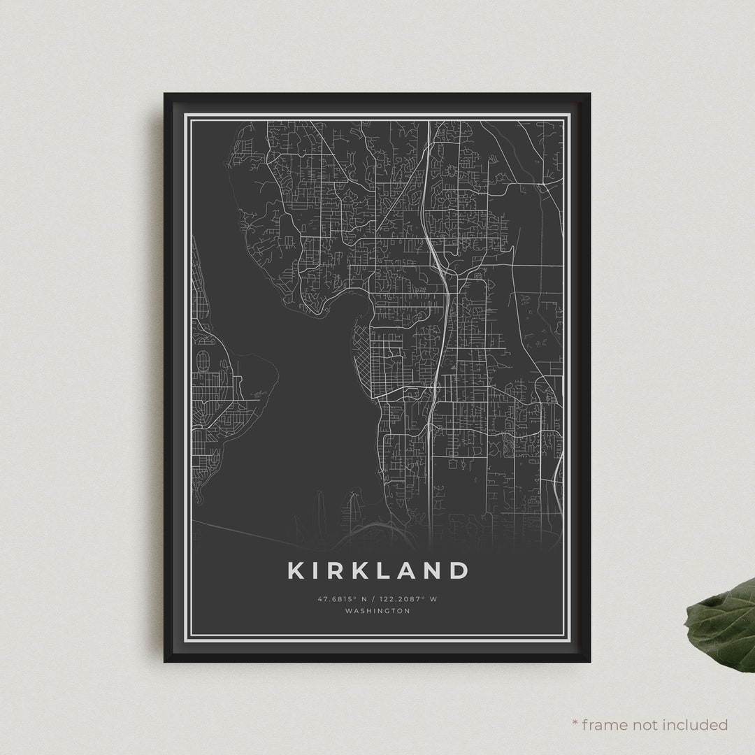 Kirkland Map Print, Kirkland Black Map Poster, Kirkland Dark Map Poster ...