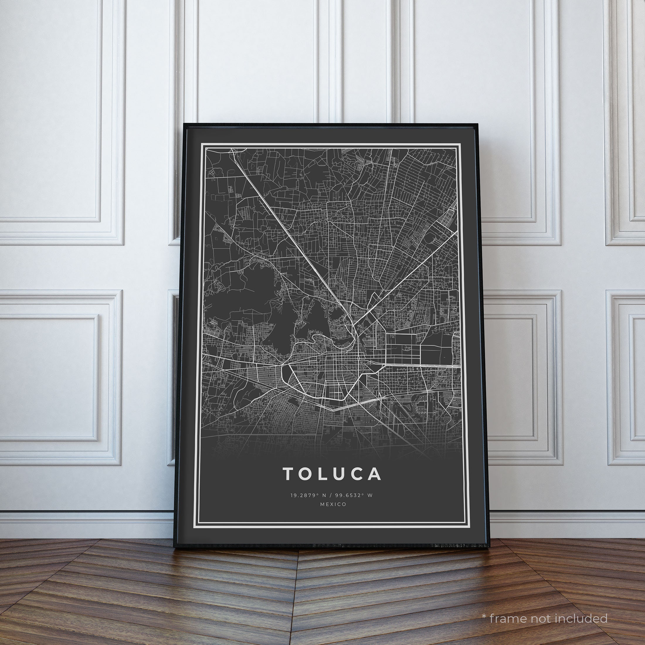 Toluca Map Print Toluca Black Map Poster Toluca Dark Map - Etsy