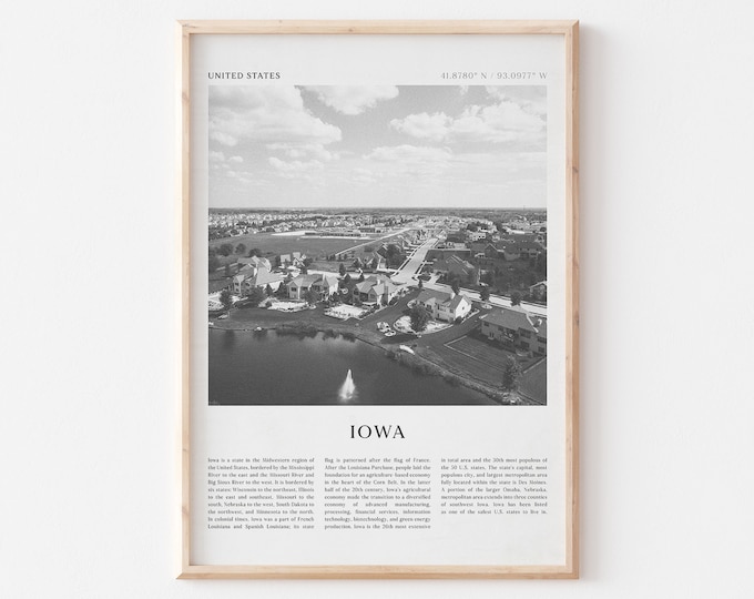 Iowa Print Travel Poster Print Vintage Style Iowa Art Retro Home Decor ...