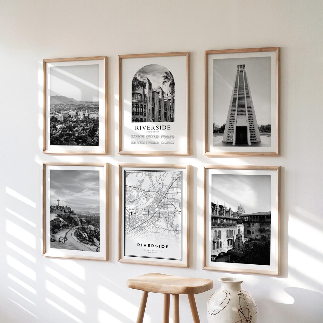 Riverside Gallery Wall Art - Set of 6, Riverside Black and White Photo ...