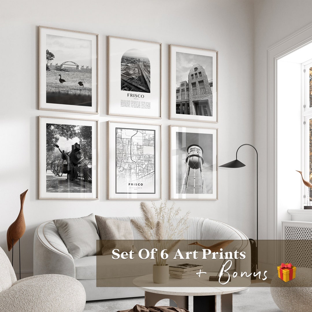 Frisco Gallery Wall Art - Set of 6, Frisco Black and White Photo ...